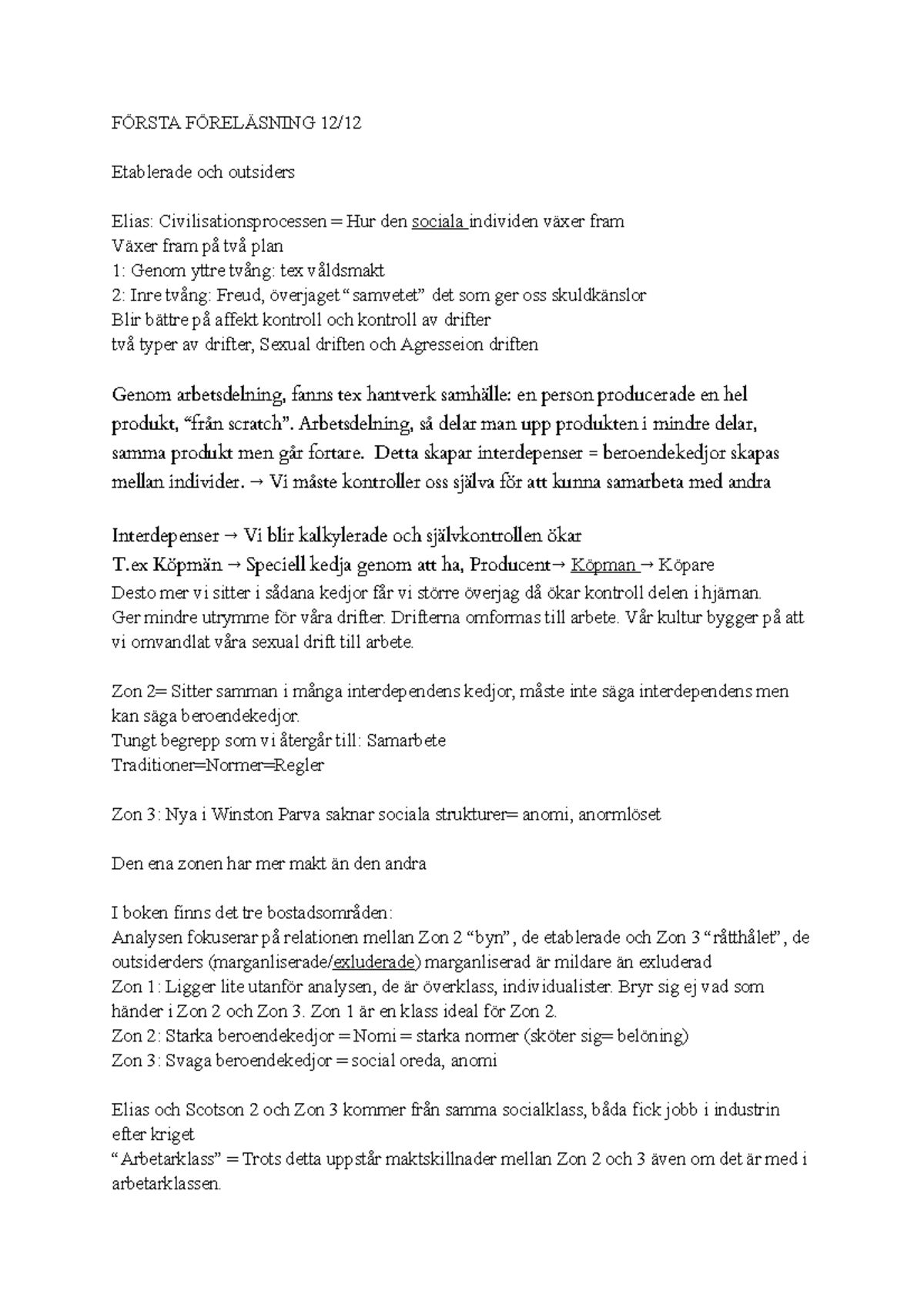 Social exluderingsprocesser - Kurs introduktion - FÖRSTA FÖRELÄSNING 12/ Etablerade och ...