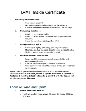 LVMH Inside Certificate Module 5 - Table of Contents operation & Supply ...