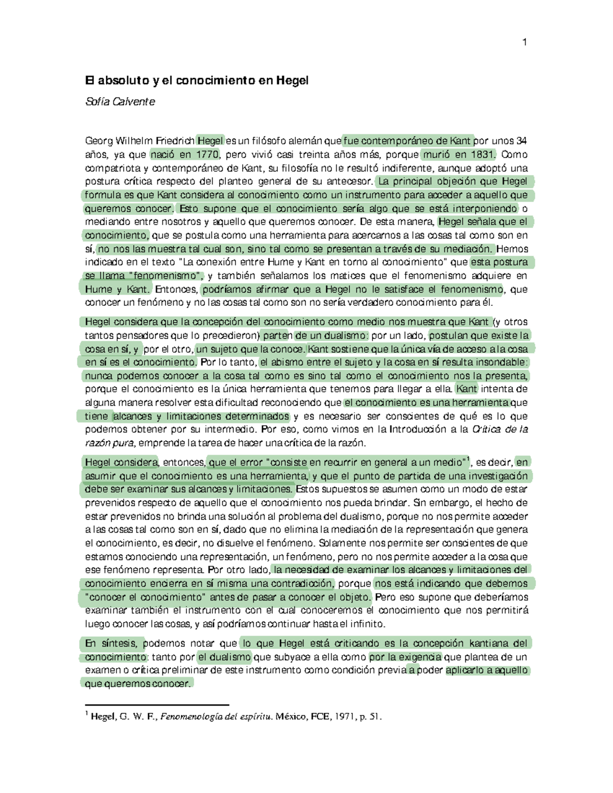 El absoluto y el conocimiento en Hegel 1 - El absoluto y el ...