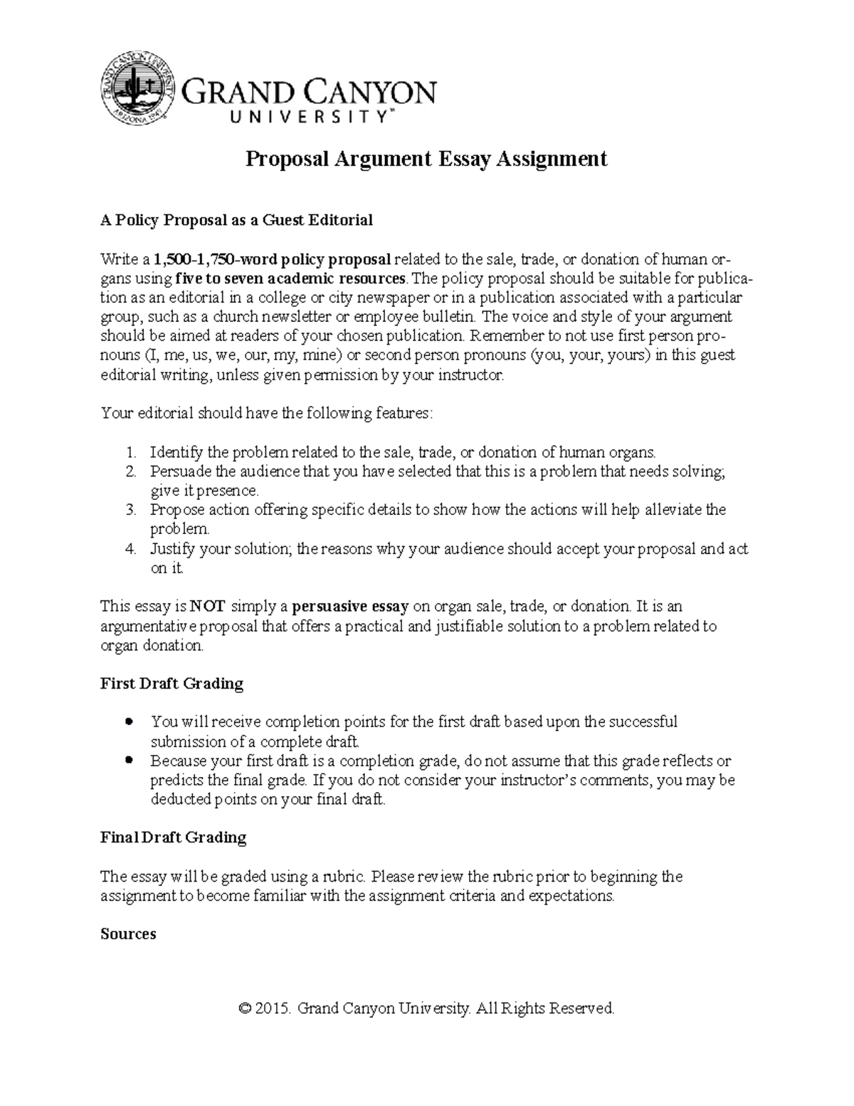 ENG106 Proposal Essay Assignment - UNV-103 - GCU - Studocu