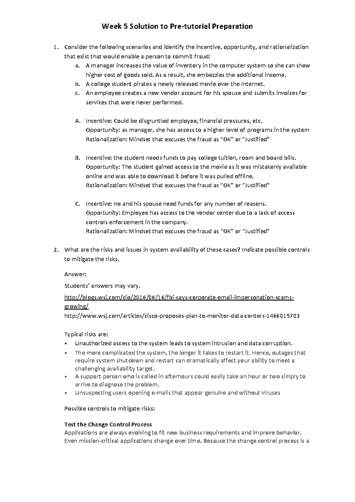 Solution to Week 5 Student Pre-tutorial Preparation - Week 5 Solution to Pre-tutorial ...