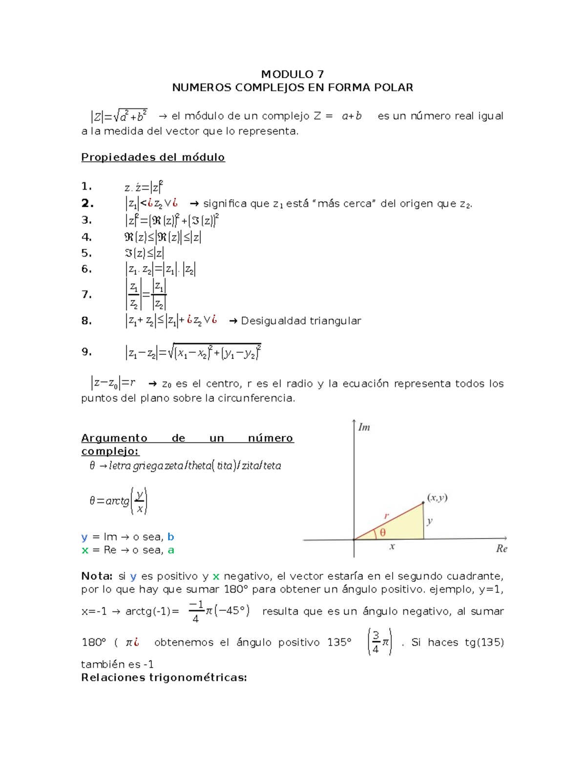 Números Complejos en Forma Polar - MODULO 7 NUMEROS COMPLEJOS EN FORMA ...