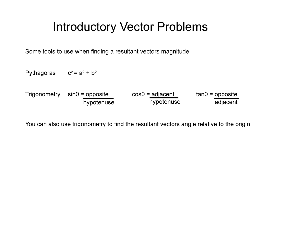 Oct 6 vectors in 2 dimensions and vector components - Introductory ...