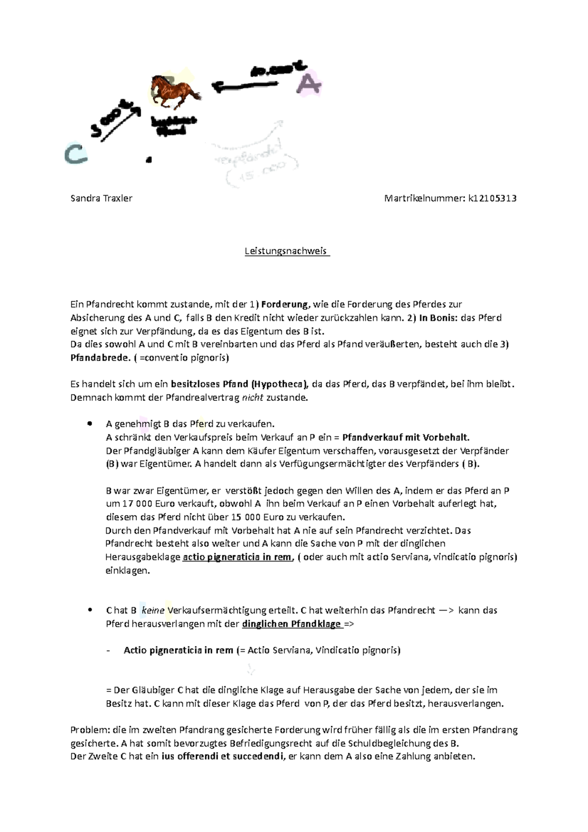 Sachenrecht AG Leistungsnachweis - Sandra Traxler Martrikelnummer: k ...