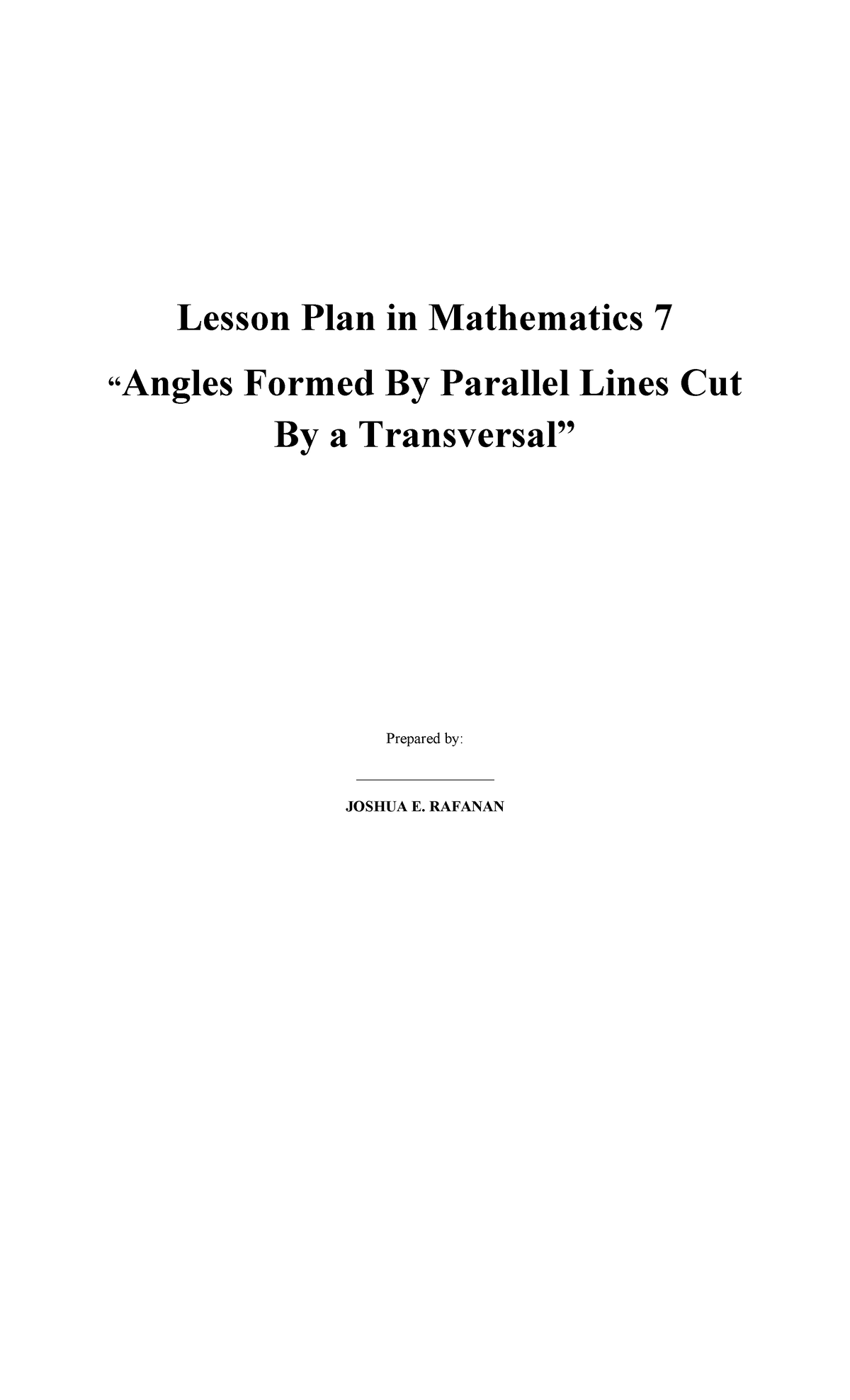 LP in G7 - Parallel Lines Cut By Transversal - Lesson Plan in ...