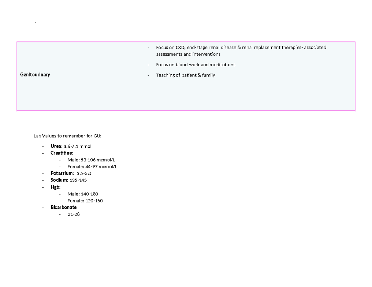 GU-OSCE -gu - . Genitourinary - Focus on CKD, end-stage renal disease ...