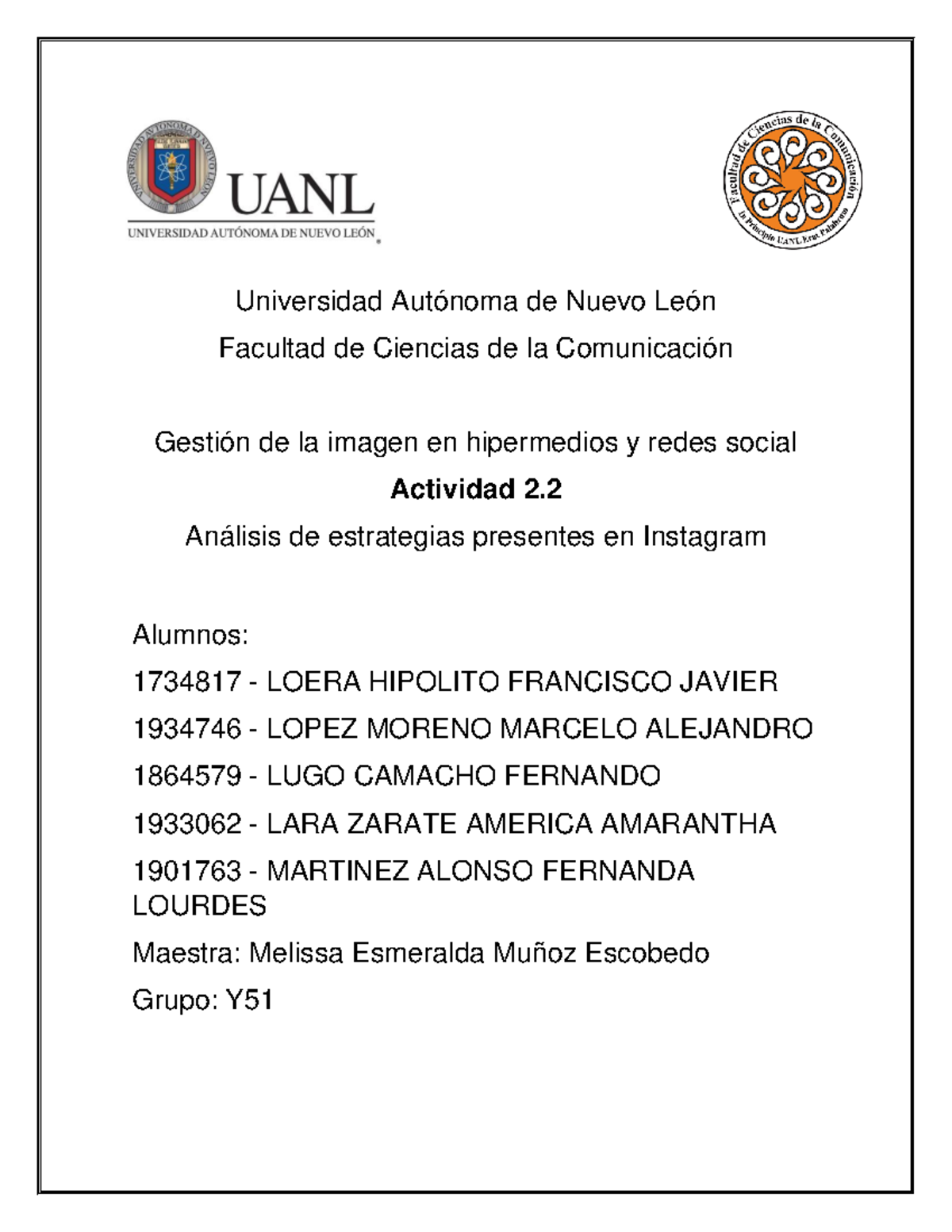 Actividad 2 - gestion de la imagen - Universidad Autónoma de Nuevo León Facultad de Ciencias de ...