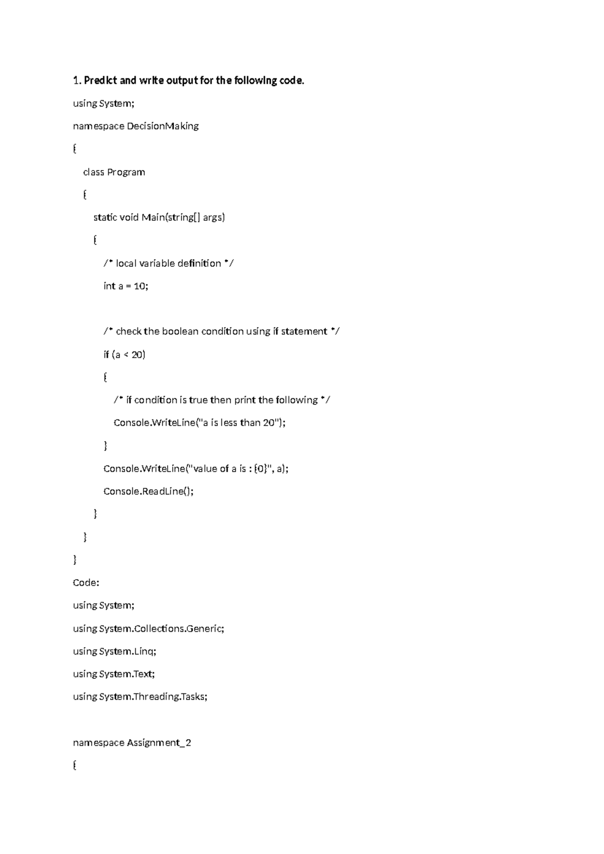 Tutorial 2(P - .NET Framework is the original implementation of .NET ...