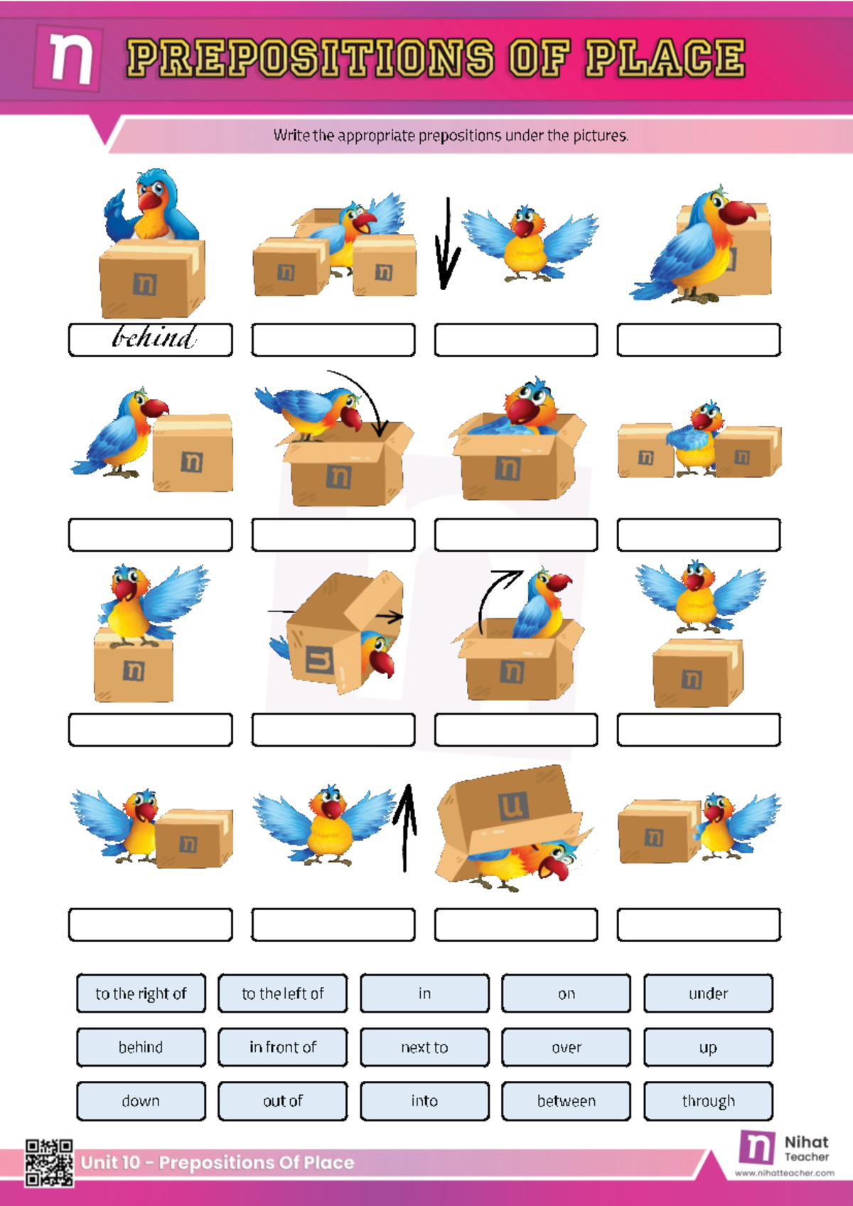 Unit 10 - Prepositions of place worksheet 1 - Ingeneria Mecanica - Studocu