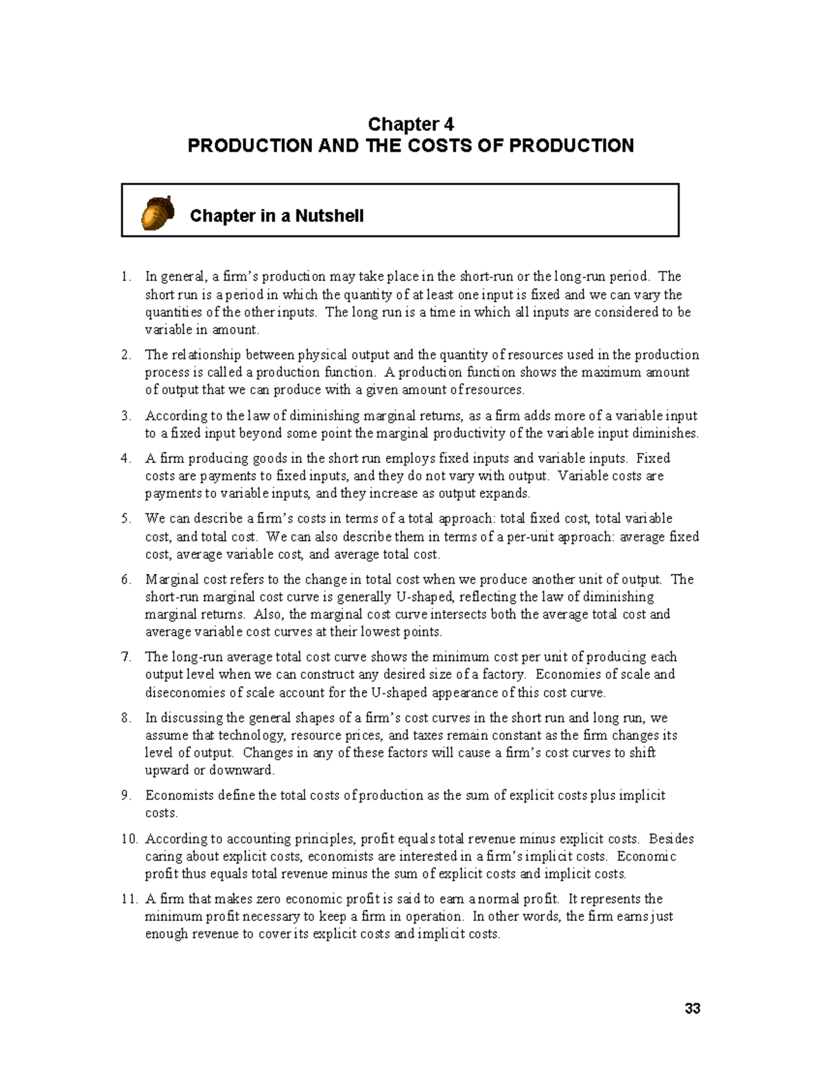 Chapter 4 Production AND THE Costs OF PR - 33 Chapter 4 PRODUCTION AND ...