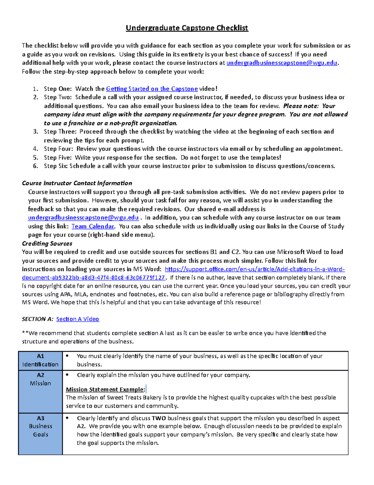 Undergrad Capstone Checklist - Undergraduate Capstone Checklist The ...
