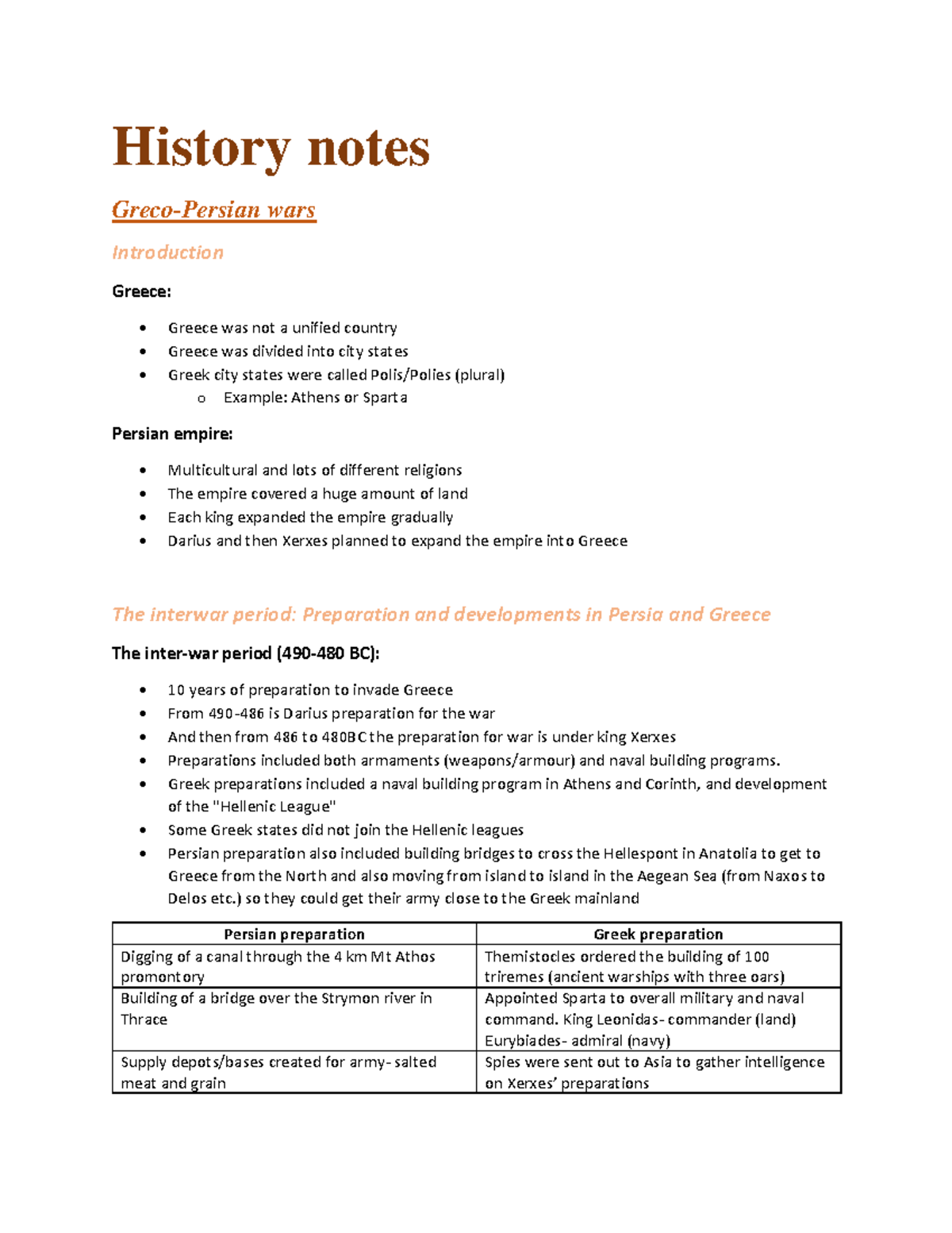 Term 3-4 History notes - mm,n - History notes Greco-Persian wars ...