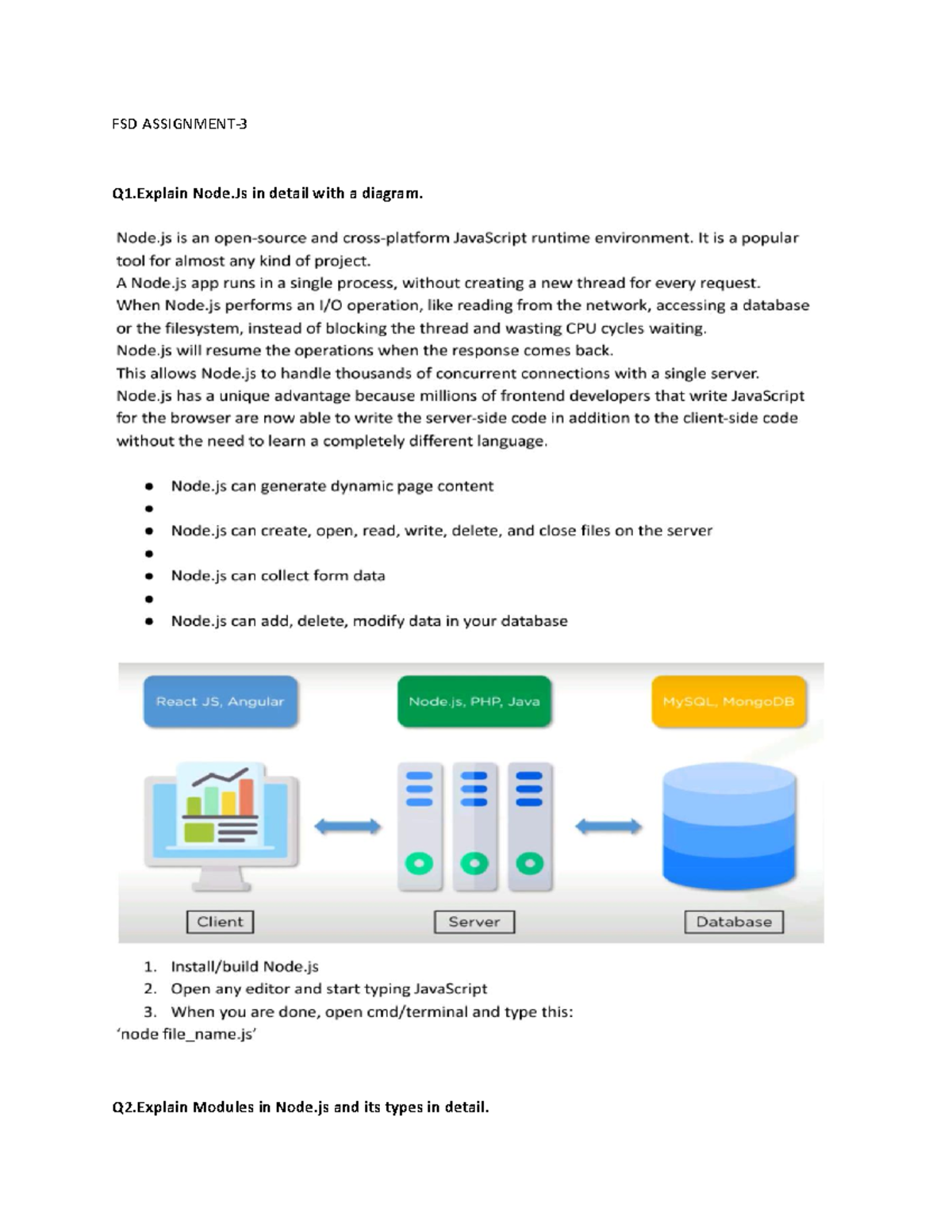 FSD 3RD Assignment - FSD ASSIGNMENT- Q1 Node in detail with a diagram ...