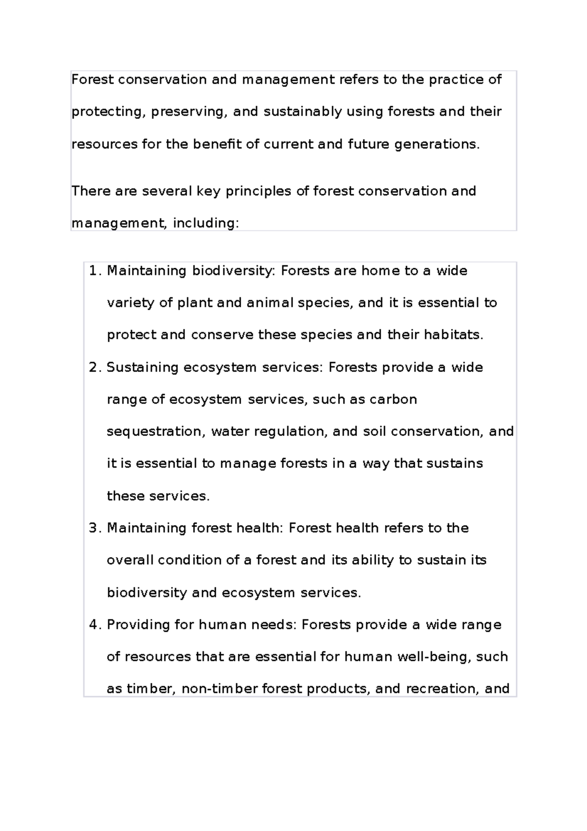 Forest conservation and management - There are several key principles ...