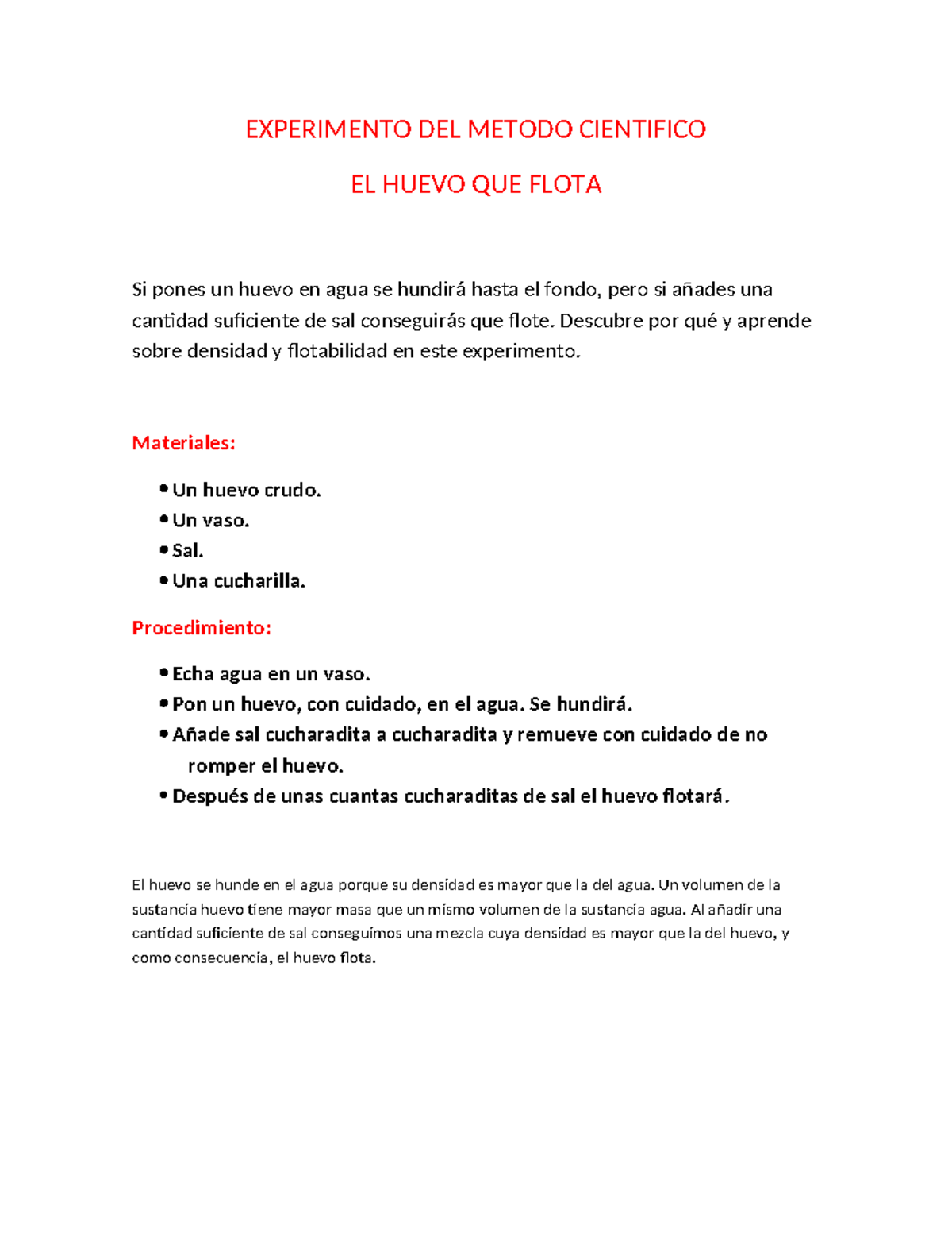 Experimento DEL Metodo Cientifico - EXPERIMENTO DEL METODO CIENTIFICO ...