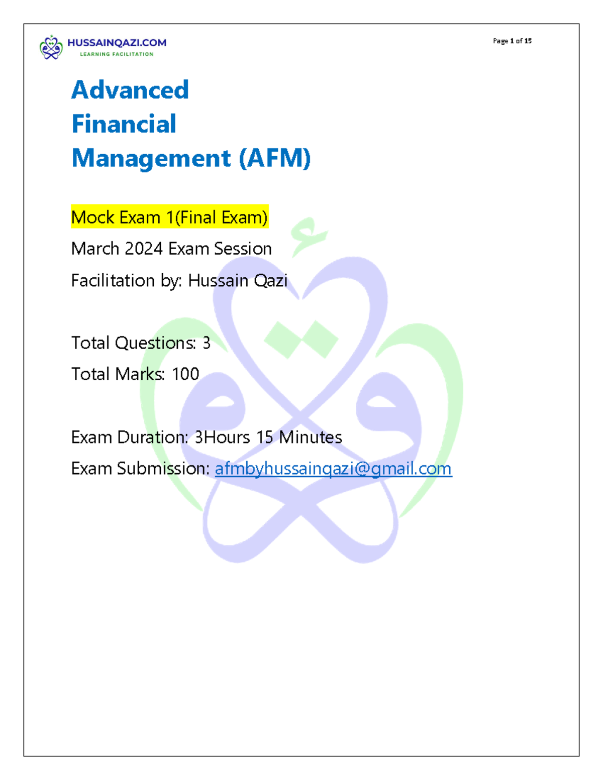 AFM Mock 1 M24 (Final Mock) - Advanced Financial Management (AFM) Mock ...