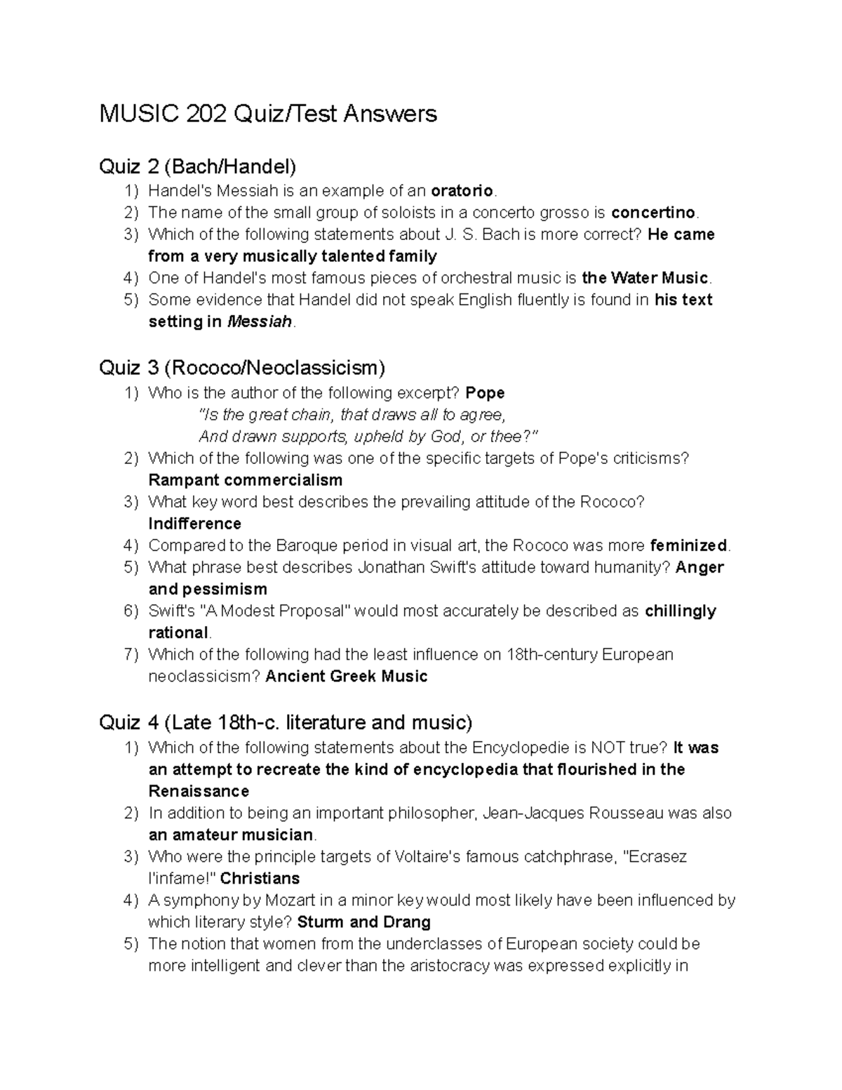 MUSIC 202 Study Guide - Instructor: Howard - MUSIC 202 Quiz/Test ...