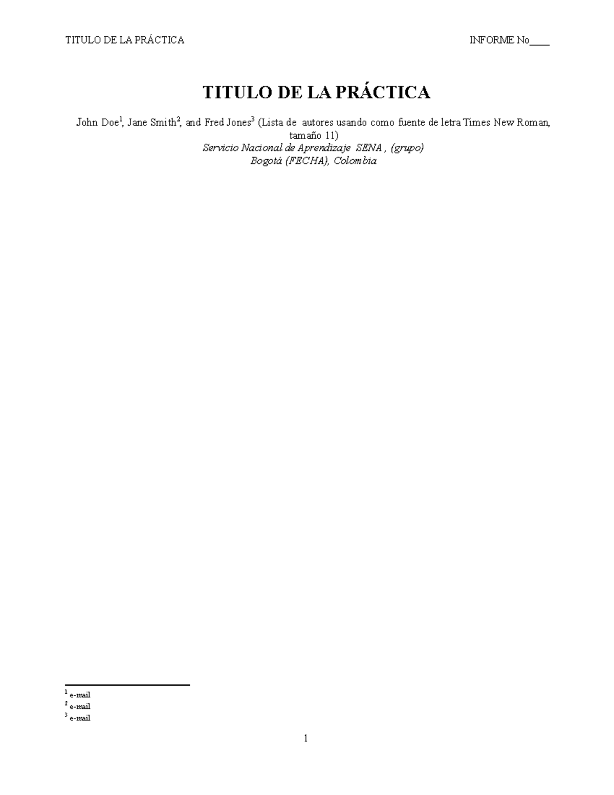 Formato PARA Informe DE Laboratorio - TITULO DE LA PRÁCTICA INFORME No ...