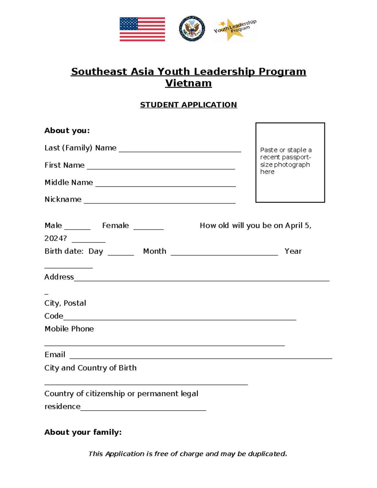 Seaylp 2024 Student Application - Southeast Asia Youth Leadership Program Vietnam STUDENT - Studocu