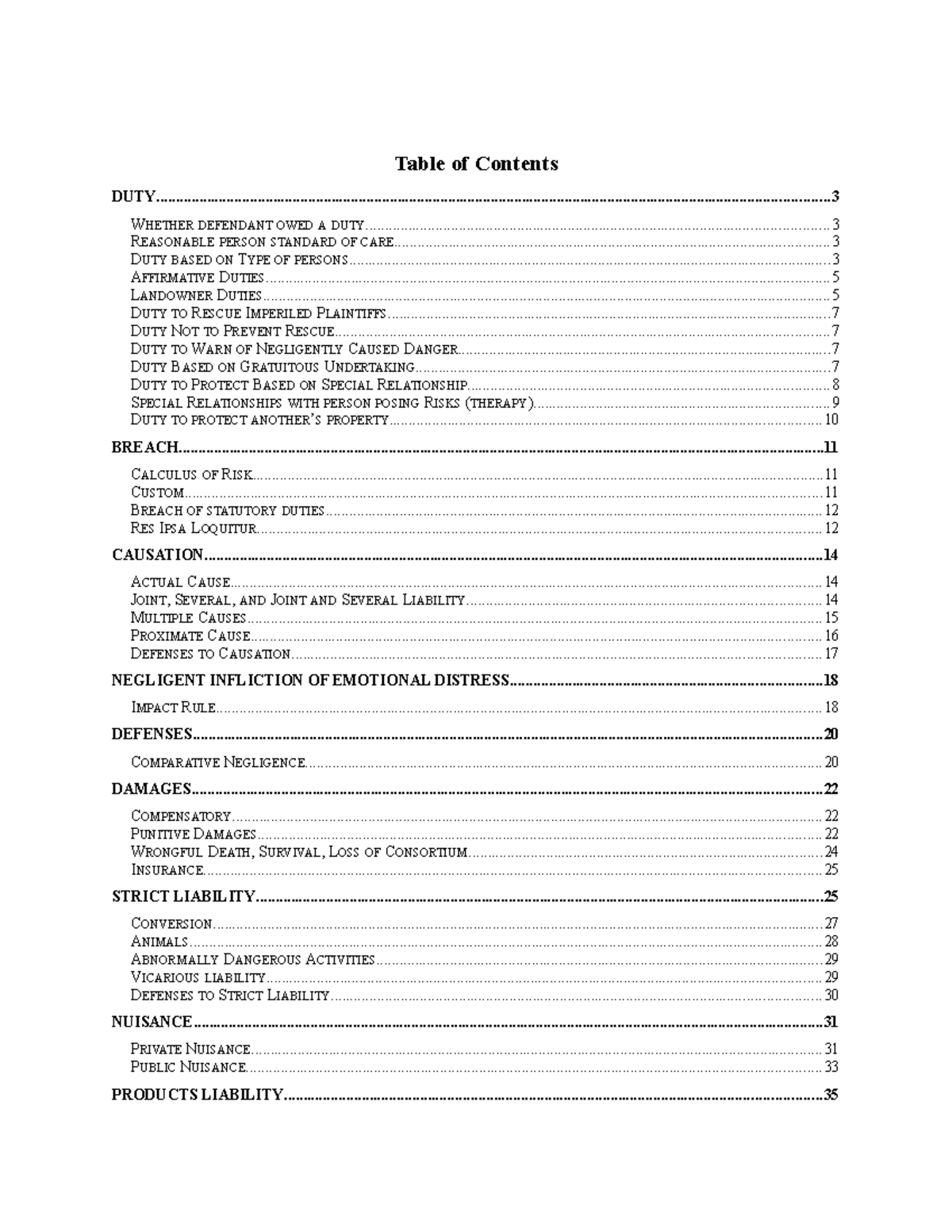 Torts attack - flowchart for outline - Table of Contents - Studocu