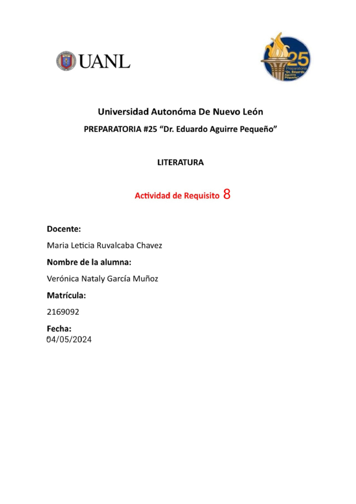 VNGM AR8 LIT - Actividad requisto etapa 4 - Literatura II - Studocu