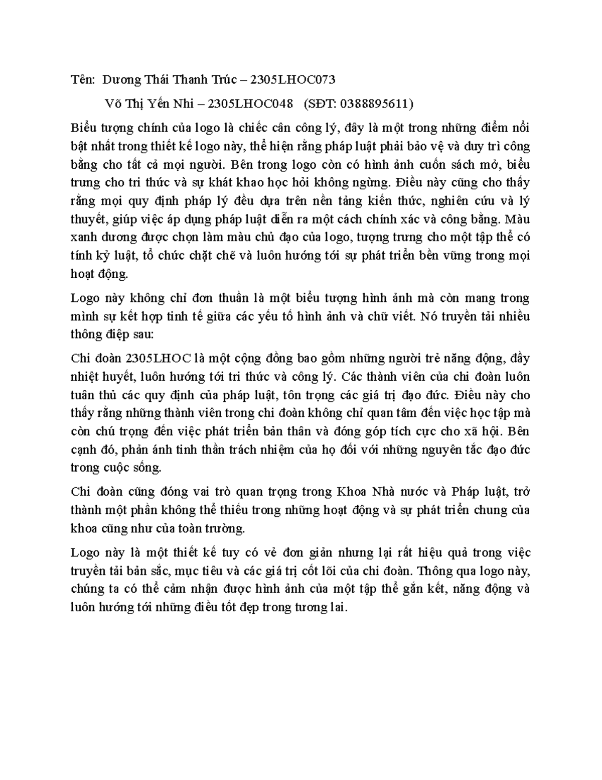 Logo - cvbnm - Tên: Dương Thái Thanh Trúc – 2305LHOC Võ Thị Yến Nhi ...