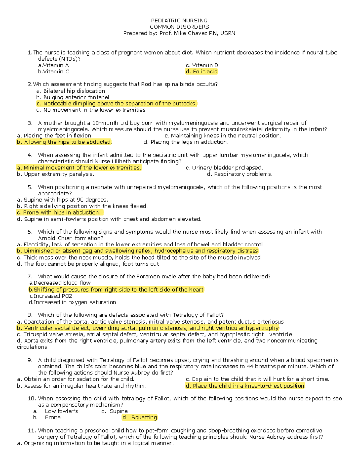 60- Pedia- Disorders - Hehe - PEDIATRIC NURSING COMMON DISORDERS ...