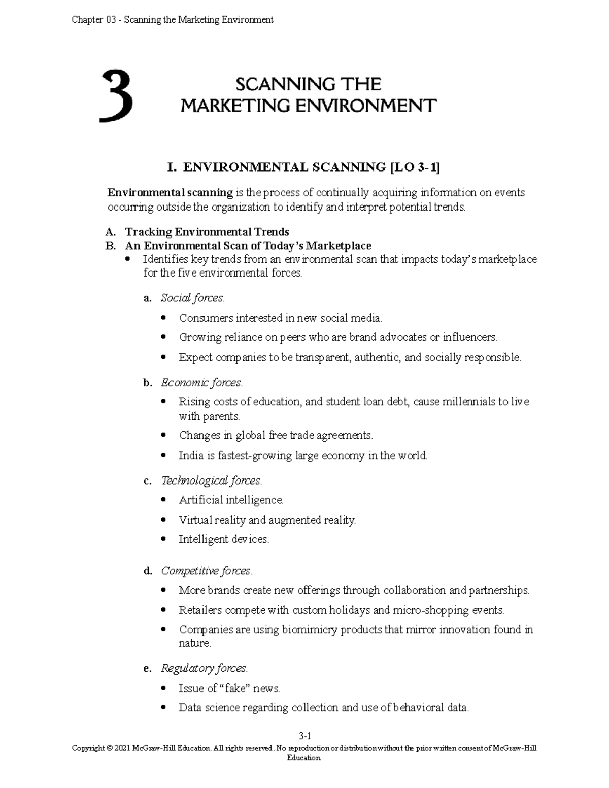 Chapter 3 The Marketing Environment Study Guide - I. ENVIRONMENTAL ...