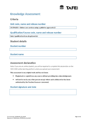 Assessment TASK 1- Chcccs 038-CHC33021- Cycle C-RTO Works-V1.0 2023 - Student Full Name ...