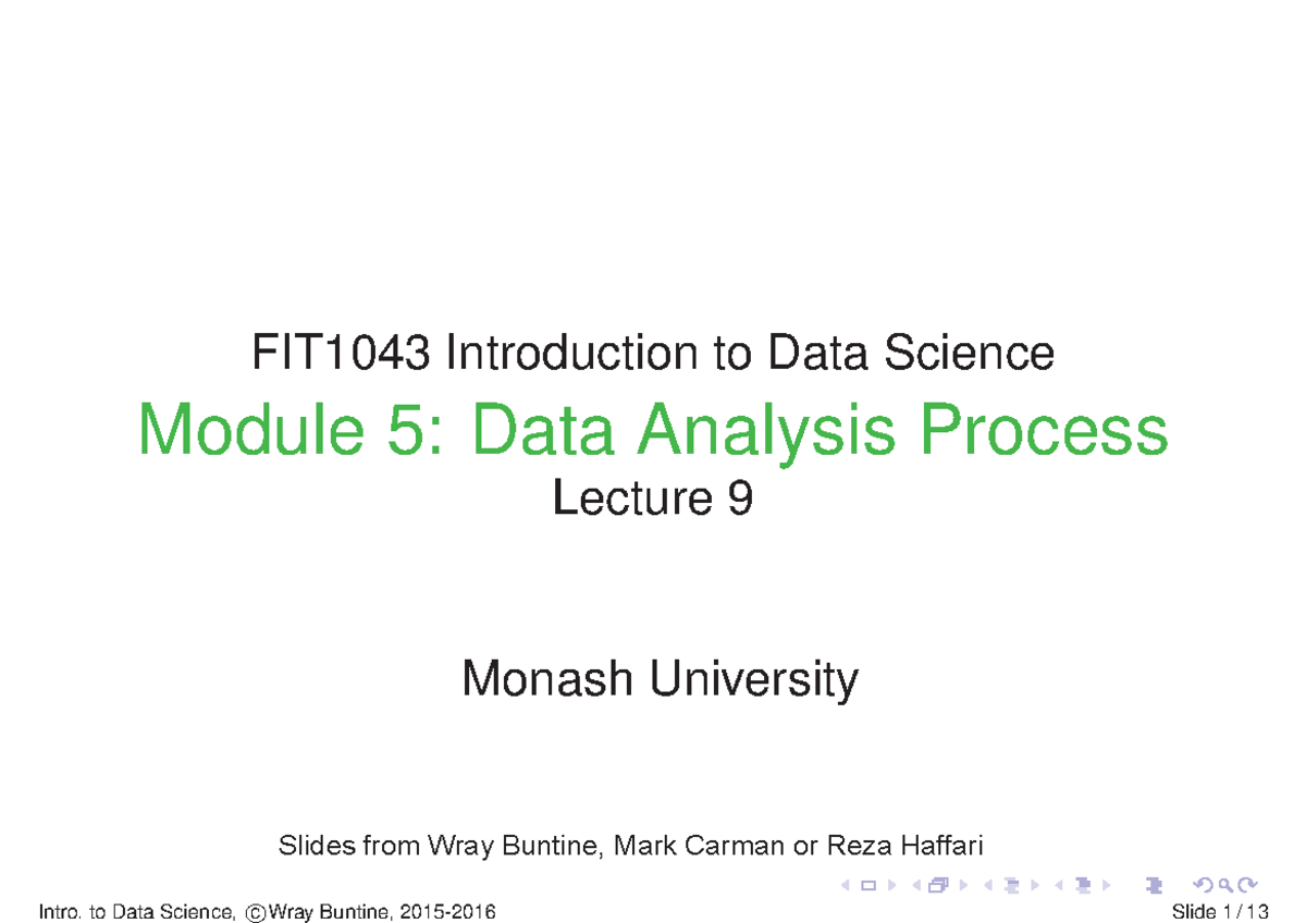 FIT1043 Intro DS M5 L9 new - ####### FIT1043 Introduction to Data ...