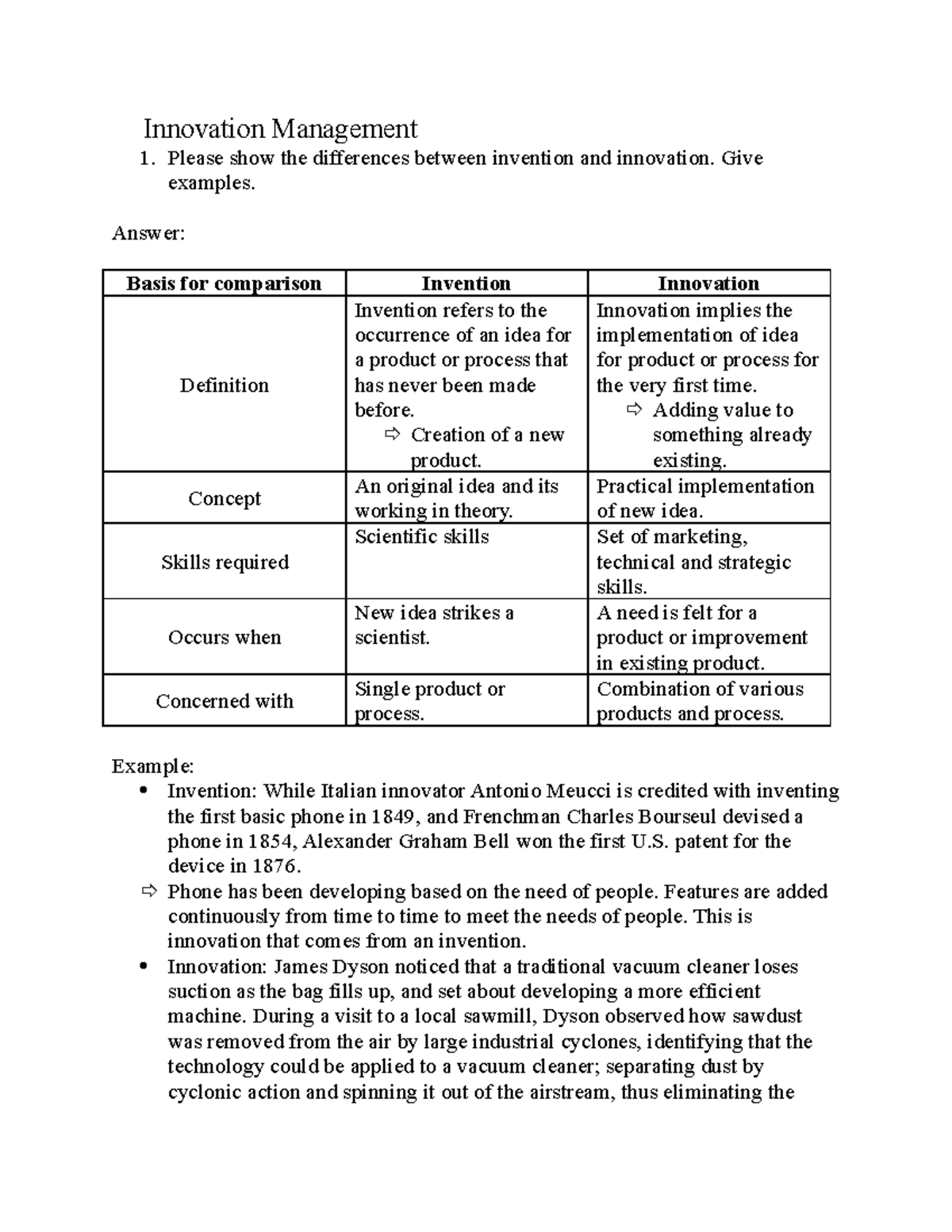 Innovation Management Test - Innovation Management Please show the ...