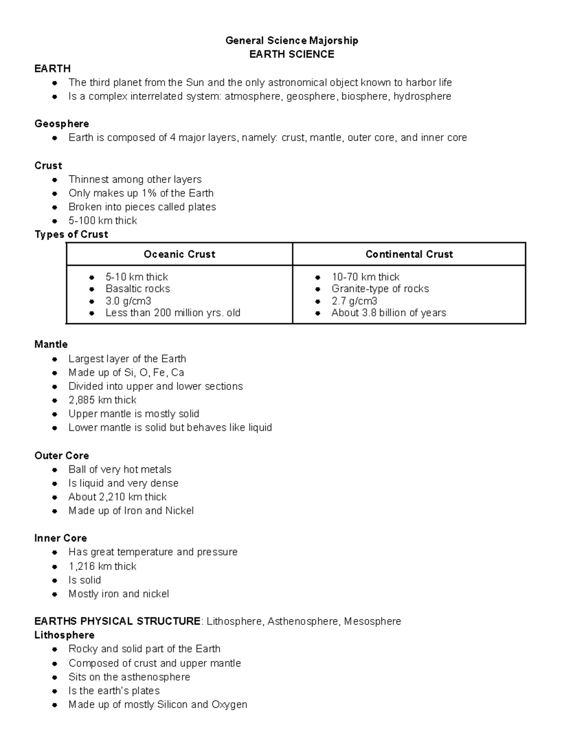 General-Science-Majorship - General Science Majorship EARTH SCIENCE ...
