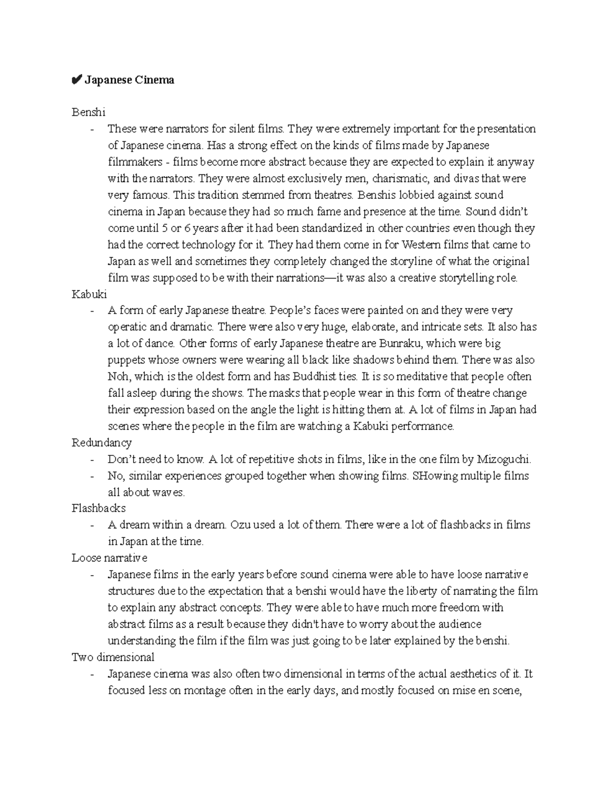 ENGL 091 - Japanese Cinema Term Sheet - Japanese Cinema Benshi - These ...