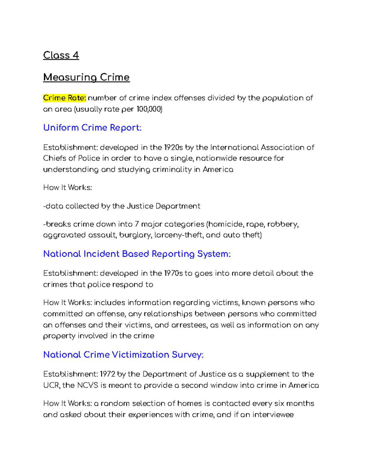 CJ Class 4 - Professor Espinoza - Class 4 Measuring Crime Crime Rate ...
