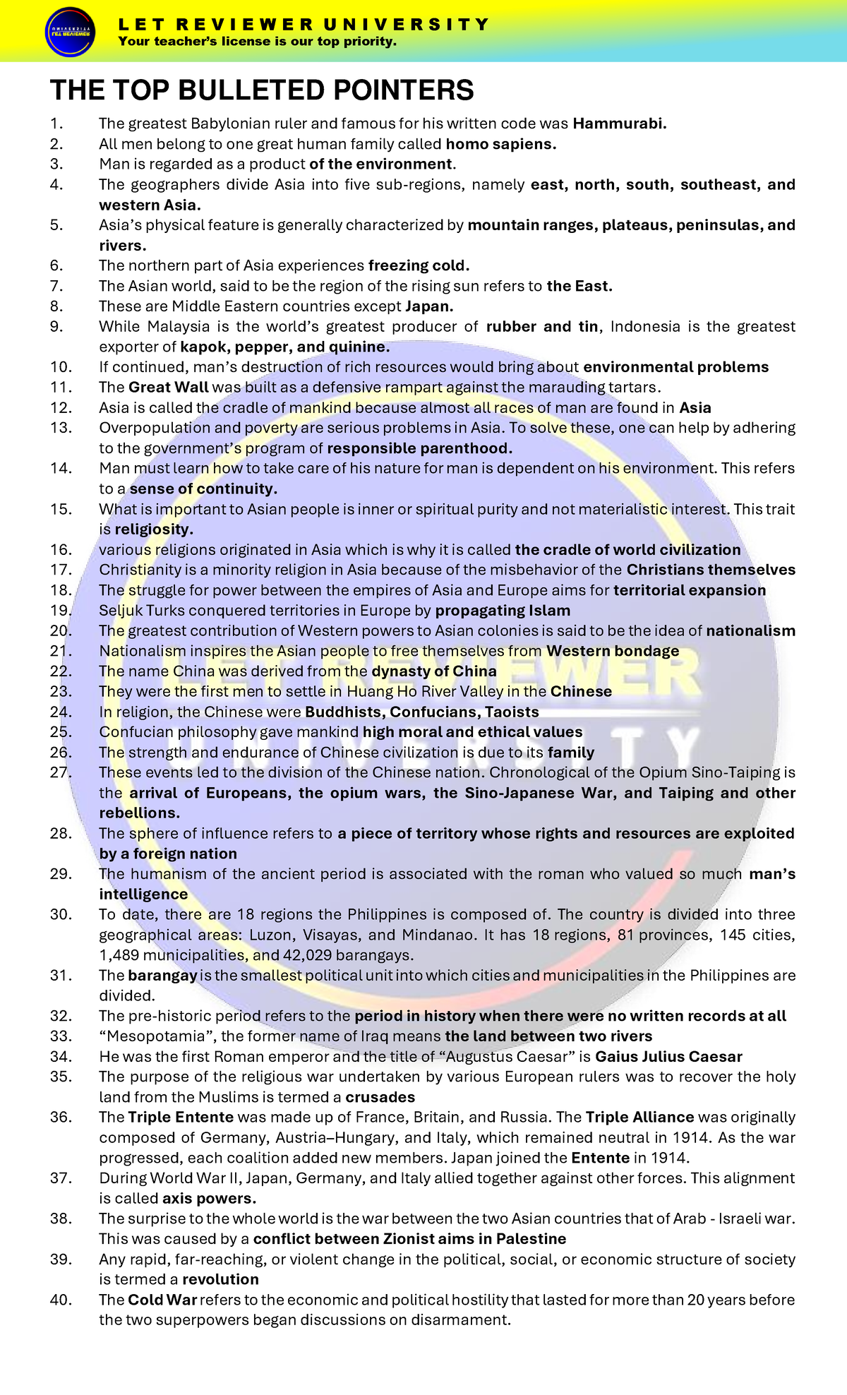 General Education Bulleted Reviewer - Your teacher’s license is our top ...