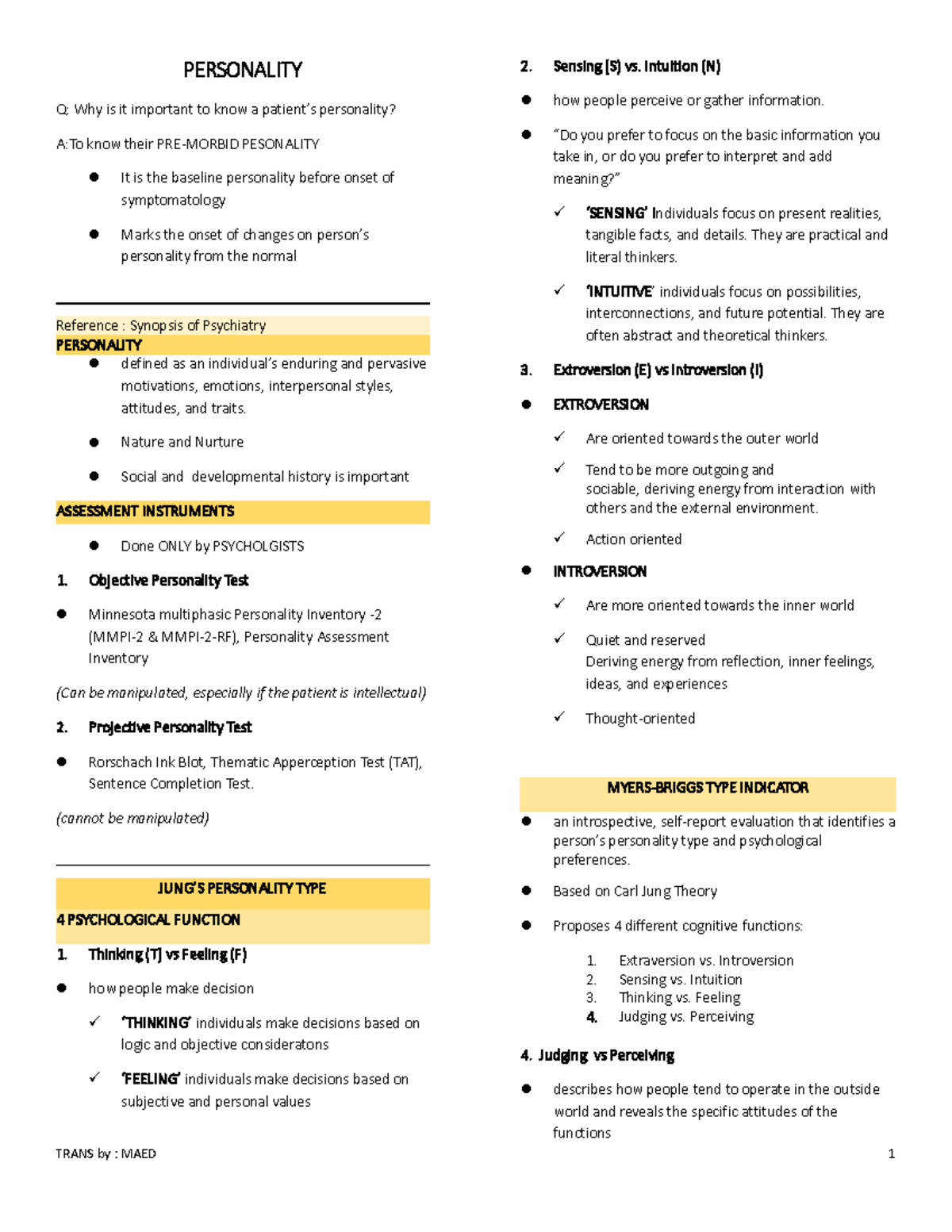 Beh Sci Personality - BEHAVIORAL - TRANS by : MAED 1 PERSONALITY Q: Why ...