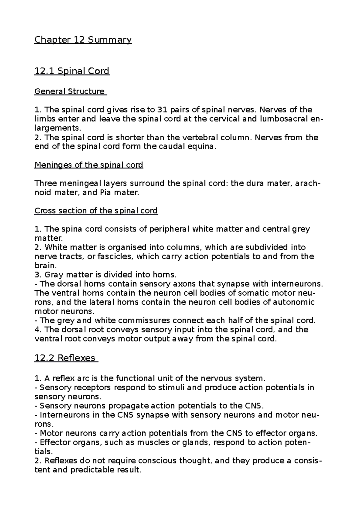 Chapter 12 summary - Seeley's Anatomy and Physiology - Chapter 12 ...