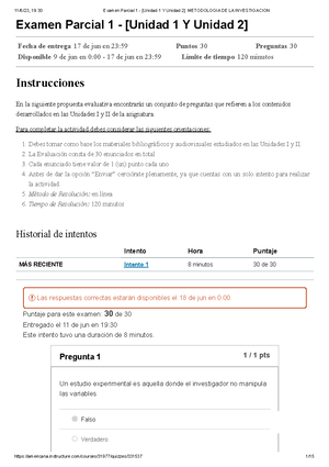 Examen Parcial 2 - [Unidad 3 Y Unidad 4] Metodologia DE LA ...