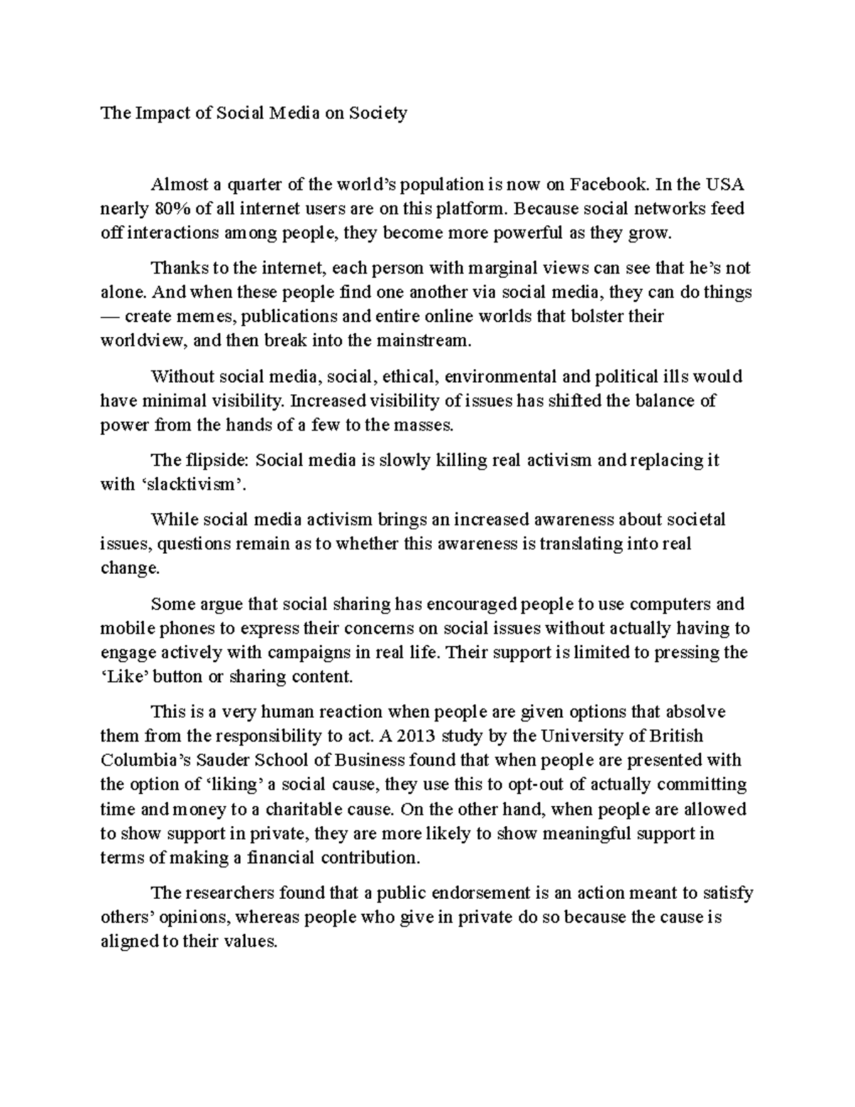 The Impact of Social Media on Society - In the USA nearly 80% of all ...