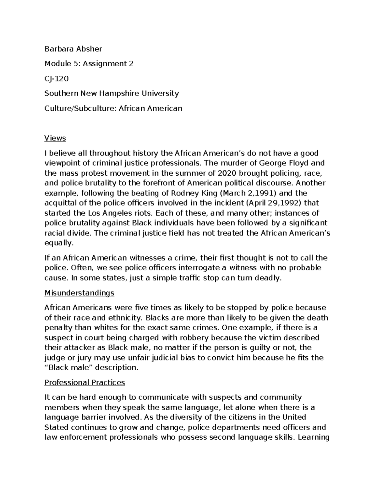 Document 7 - Project 5-2 - Barbara Absher Module 5: Assignment 2 CJ ...