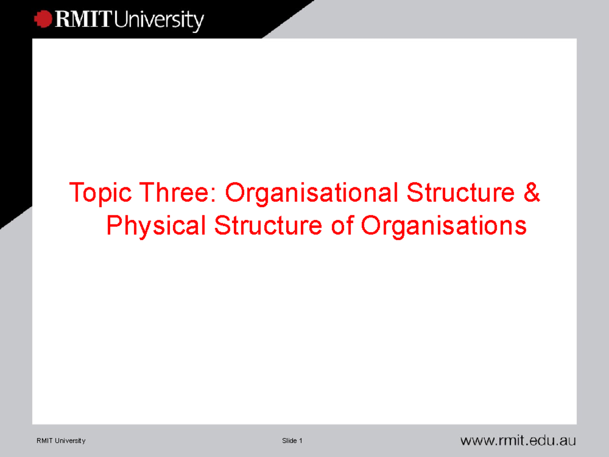 Lecture notes, lectures 3 - topic three: organisational structure ...