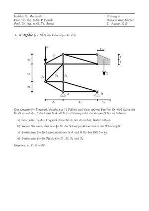 Übungen TM1 - TM1 für Bauingenieure - Übung : 27. 10. 2021 Aufgabe 2 ...