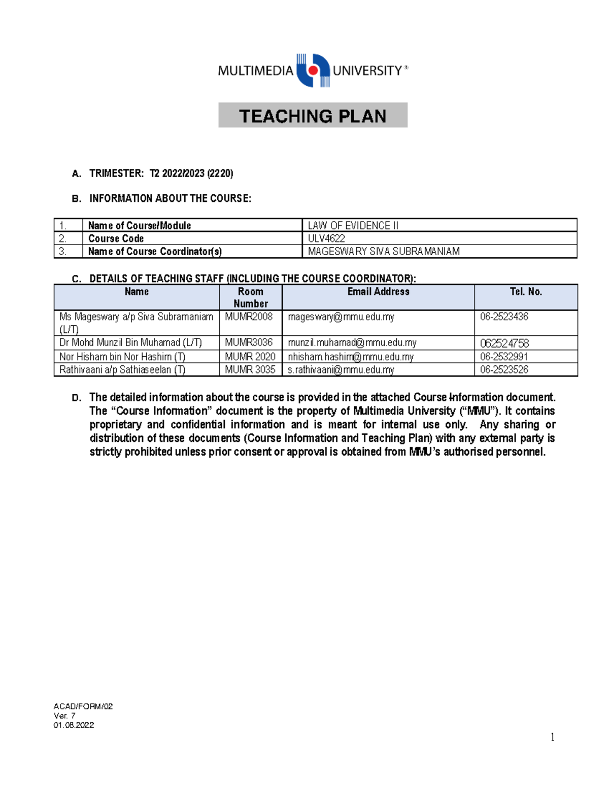 ULV4622 TP and Appendix MMLS Uploadv 2 - ACAD/FORM/ Ver. 7 01. A ...