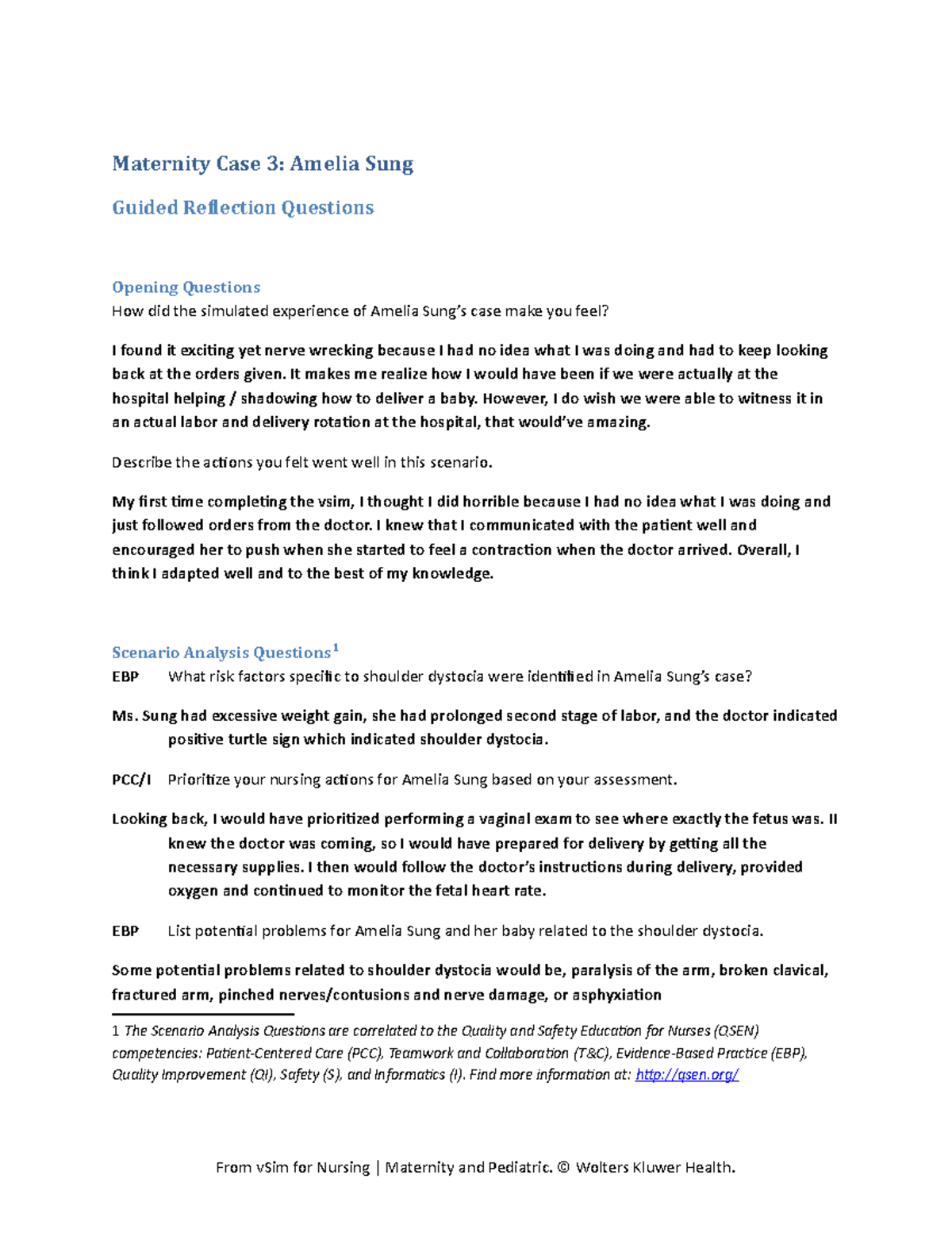Amelia Sung Week 2 guided reflection - Maternity Case 3: Amelia Sung ...