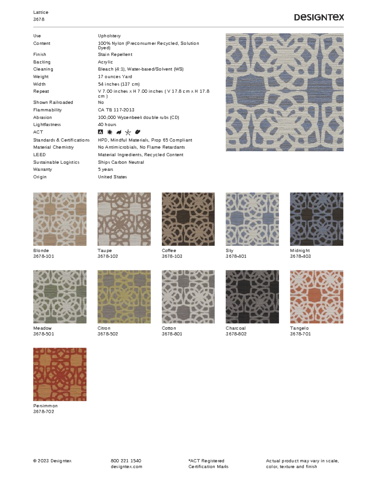 Designtex-Lattice-3678 - Blonde 3678- Taupe 3678- Coffee 3678- Sky 3678- Midnight 3678- Meadow ...