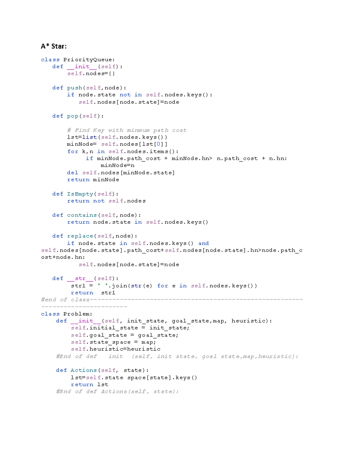 AI Terminal Lab - Lab tasks of Python for AI. - A* Star: class ...
