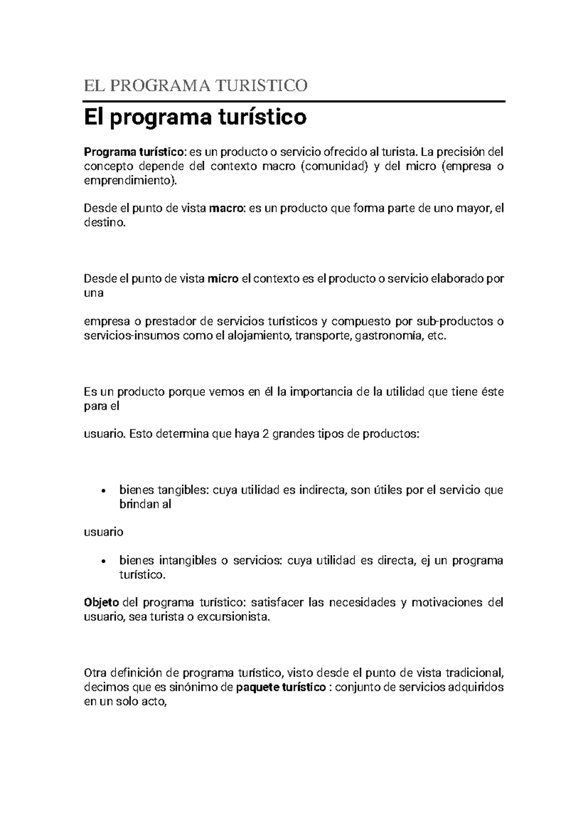 EL Programa Turistico - mmmmm - EL PROGRAMA TURISTICO El programa ...