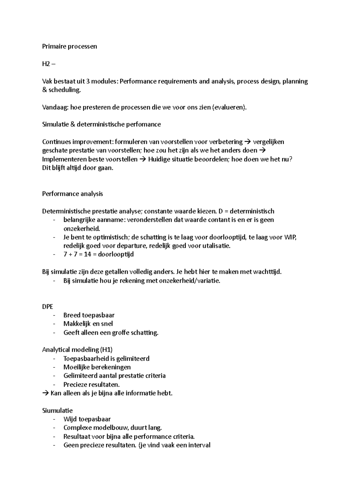 Primaire processen hoorcolleges - Primaire processen H2 – Vak bestaat ...