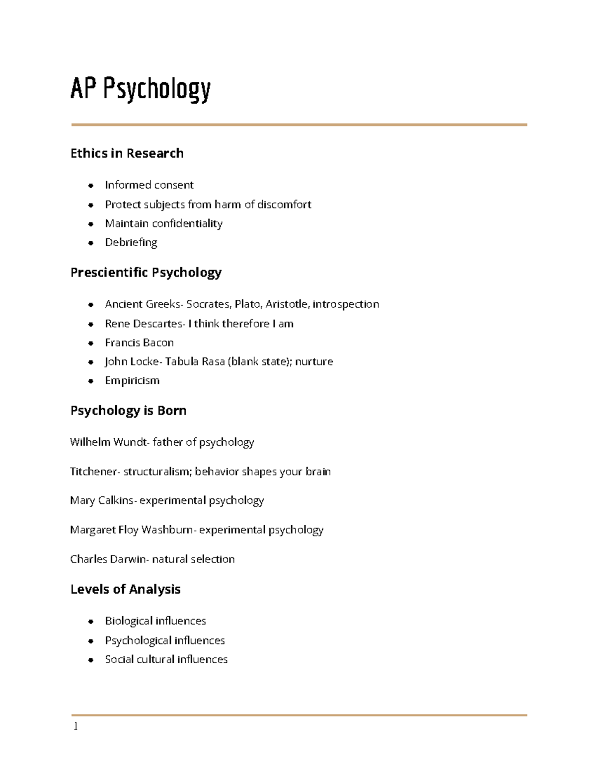 Research Ethics, Early Psychologists, etc - AP Psychology Ethics in ...