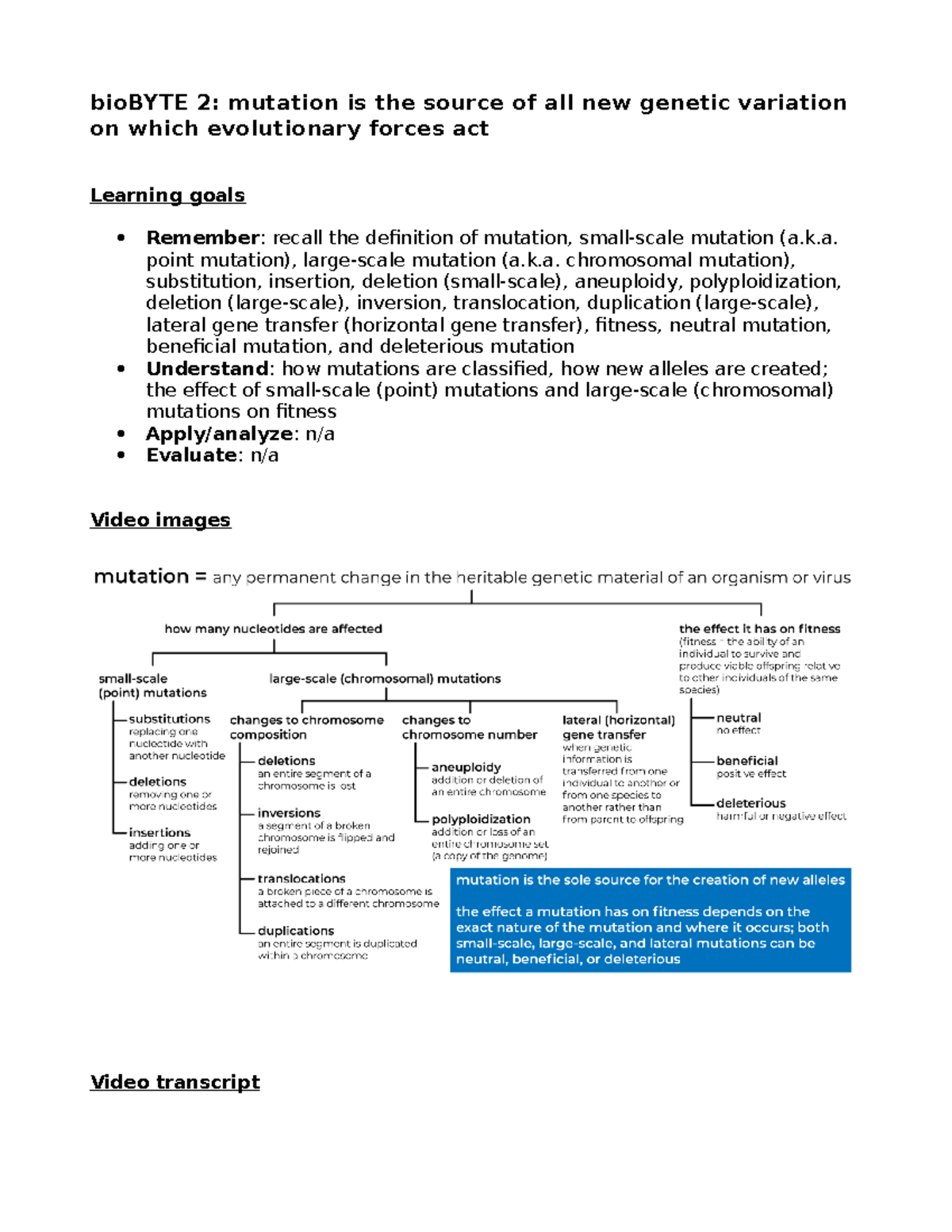 1802.Notes guide.bio BYTE 2 - bioBYTE 2: mutation is the source of all ...